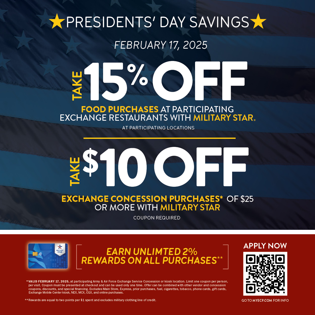 Maximize the MILITARY STAR® Savings with Presidents’ Day Deals at the ...